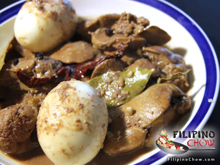 Chicken Liver Adobo with Hard Boiled Egg - Filipino Chow