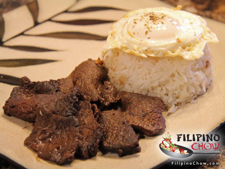 Tapsilog (Beef Tapa with Garlic Fried Rice and Fried Egg) - Filipino Chow